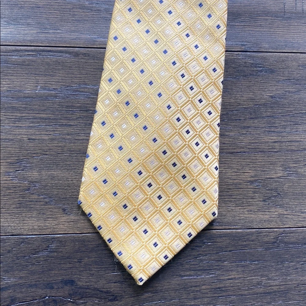 Club Room | Accessories | Club Room 0 Silk Geometric Print Yellow Tie ...